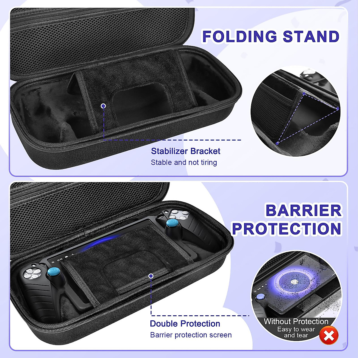 FYOUNG Accessories Kit for PlayStation Portal, Carrying Case Bundle and Magnetic Portable Charger for PS5 Portal with Protective Case, 2 Screen Protectors, Wired Headphone, 8 Thumb Grips (Black)