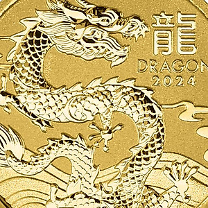 2024 P 1/10 oz Gold Australian Lunar Series III Year of the Dragon Coin Brilliant Uncirculated with Certificate of Authenticity $15 Seller BU