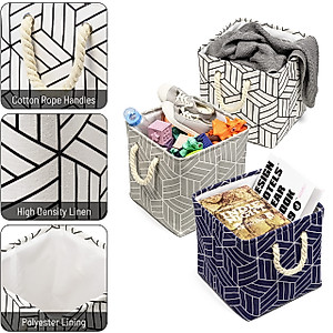 HZZTY BRNY Cube Storage Basket Fabric Storage Bins [3 Pack] Foldable Square Canvas Bin Collapsible Linen Cubby Organizer with Handles for Shelf Closet Clothes Nursery Toy 11” x 11” x 11” White