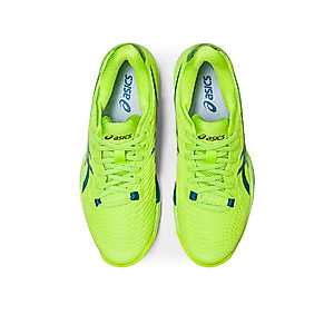 ASICS Women's Solution Speed FlyteFoam 2 Clay Tennis Shoes, 10.5, Hazard Green/Reborn Blue