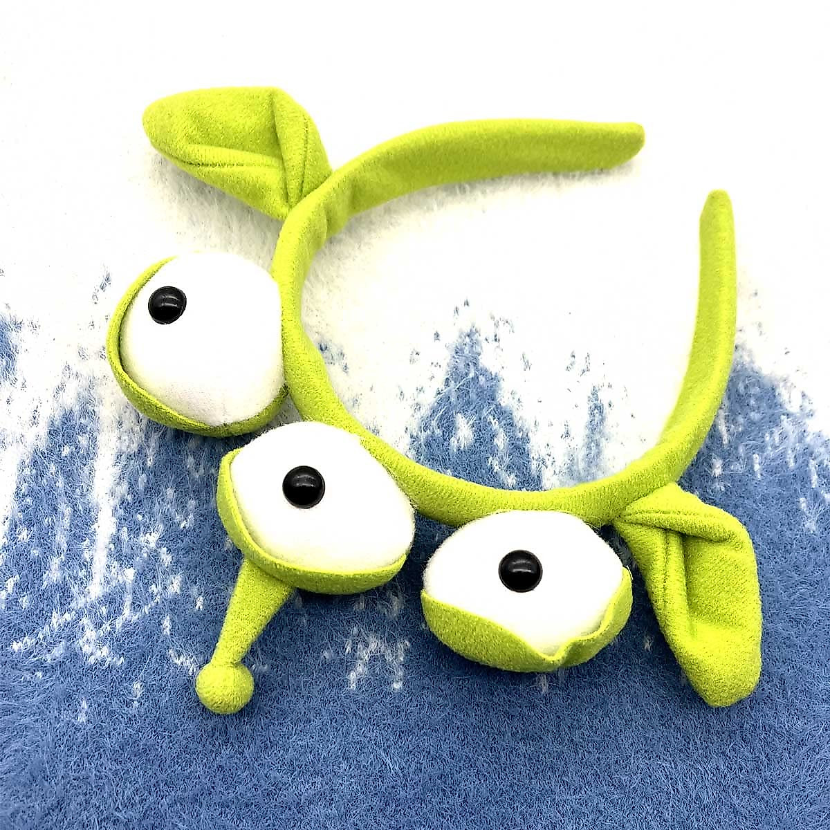 CHAOYUN 1PCS Green Toy Story Alien Headband Stretchy Plushy Three-eyed Headband Cute Hair Accessories for Girls Kids