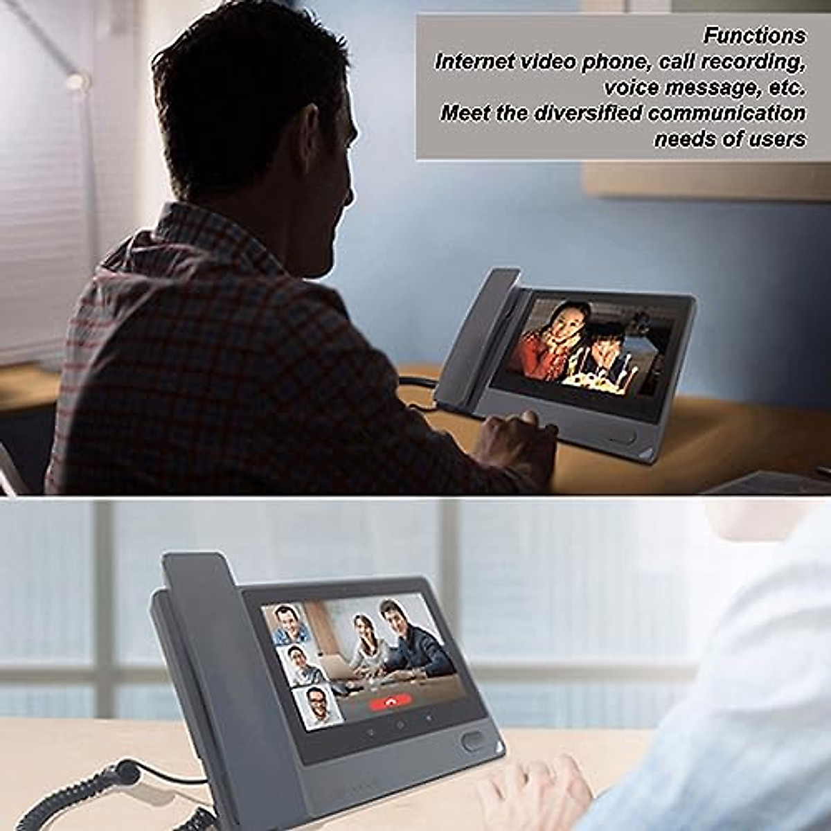 VOIP Video Phone for Android, Business Phone System Smart Video IP Phone, Support Android Phone, 2GB+16GB, Bluetooth, WiFi, 8 Screen Landline Telephone with SIM Card