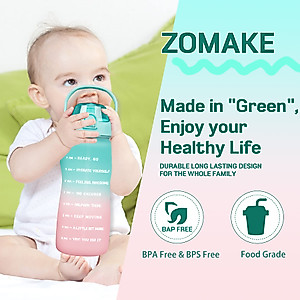 ZOMAKE Half Gallon Water Bottle with Straw & Time Marker - 64 oz Motivational Large Water Jug BPA Free Leakproof Water Bottle Ensure You Drink Enough Water Daily