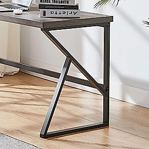 HSH Industrial Home Office Desk, Metal and Wood Computer Desk, Rustic Vintage Soho Work Study Writing Table, Modern PC Desk for Livingroom Bedroom, Farmhouse Computer Table Grey 55 inch Wide