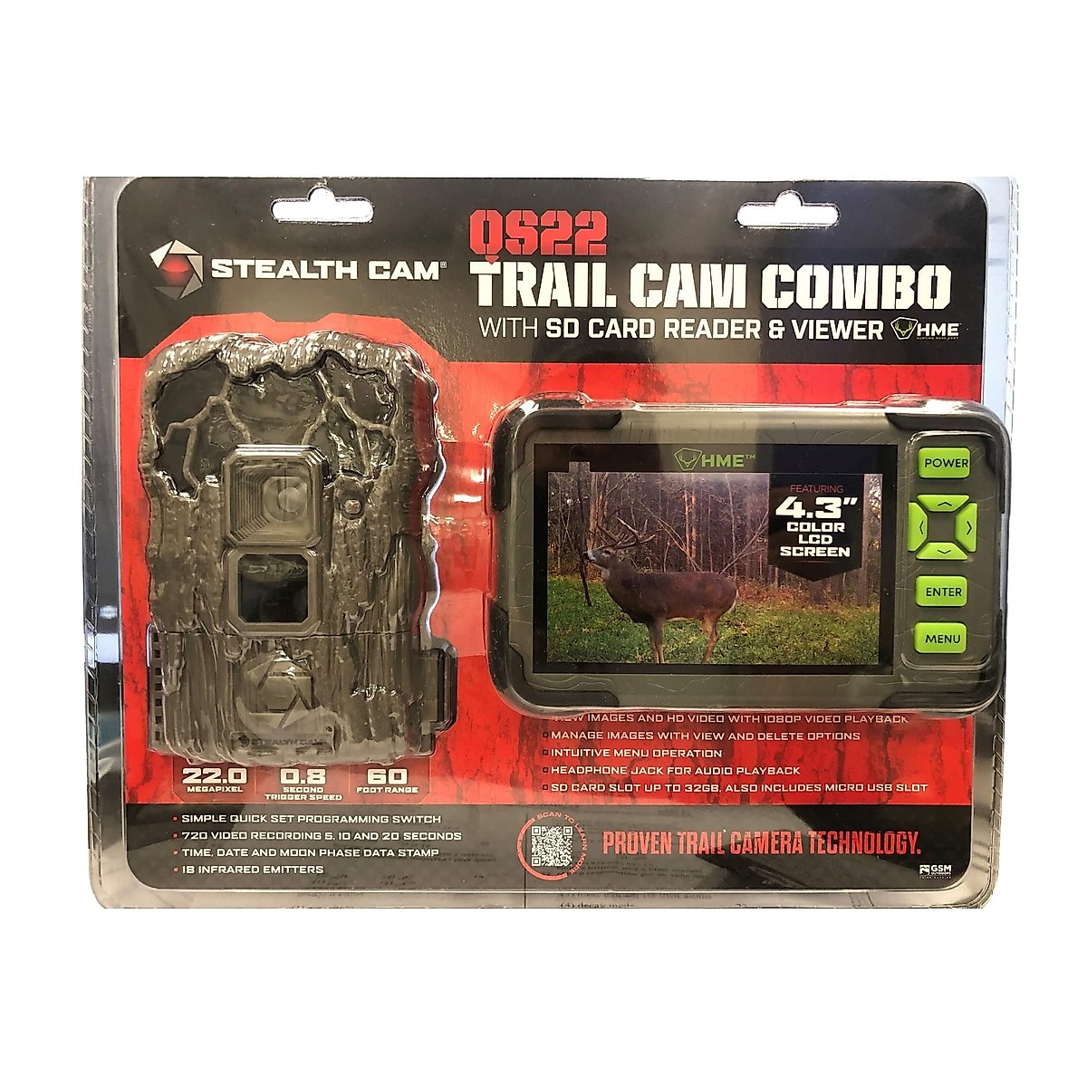 Stealth Cam QS22 Wildview Infrared Game Trail Deer 22MP Camera with HME Trail Cam Viewer