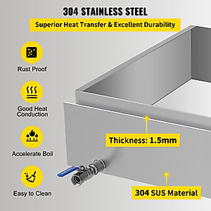 VBENLEM Maple Syrup Evaporator Pan 24x24x7 Inch Stainless Steel Maple Syrup Boiling Pan for Boiling Maple Syrup