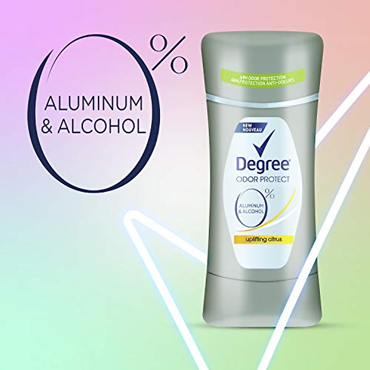 Degree 0% Aluminum Free Deodorant Uplifting Citrus 4 Count 48H Odor Protection Deodorant for Women 2.6 oz