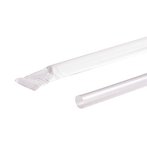 Karat C9090 7.75" Jumbo Straws (5mm Diameter), Paper-Wrapped, Clear (Case of 12000)