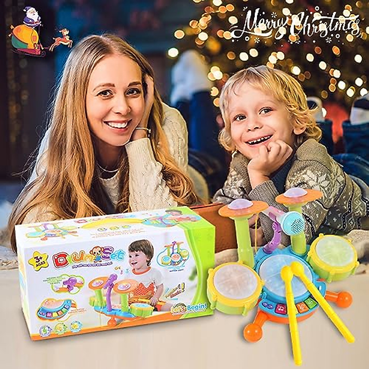 Drum Set for Toddlers 1-3, Baby Drum Set with Microphone, Kids Drum Sets for 2-5, Toddler Drum Set Toys for 1 2 3 Year Old Boy Birthday Christmas for Babies Boy Girl 6 12 18 Month