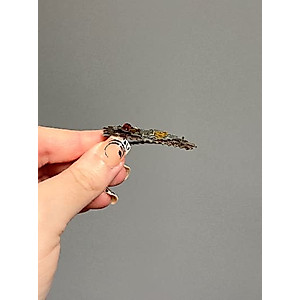 Steampunk hair clip with red garnet gemstone and Citrine gemstones