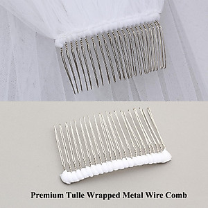 SAMKY 1T 1 Tier Pencil Edge Bridal Wedding Veil - Light Ivory Elbow Length 30"