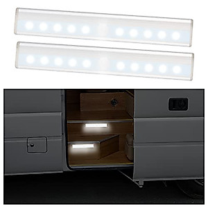 IHOTDER 2PCS RV Motion Sensor Led Light Strip,Cold Light 10 LED Intelligent Magnetic Motion Sensor Light,Essential RV Accessories for Travel Trailers,Motorhome,Camper,Kitchen,Wardrobe