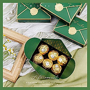 POTTIIS 20Pcs Candy Box Cookie Gift Boxes，Romantic Wedding Favors Cute Chocolate Box for Wedding Bridal Birthday Party Supplies - Green…