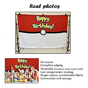 7X5ft Cartoon Video Game Birthday Photography Backdrops Magical Pet Red and White Ball Photo Background Party Table Banner Back Drop Decor