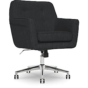 Serta Ashland Ergonomic Home Office Chair with Memory Foam Cushioning Chrome-Finished Stainless Steel Base, 360-Degree Mobility, Charcoal