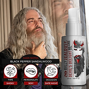 Billy Jealousy Beard Oil for Men, Weightless, Low Shine, and Hydrating Beard Moisturizer for Softer Hair, Helps Prevent Itching and Flakes, Devil's Delight, 2 Fl Oz