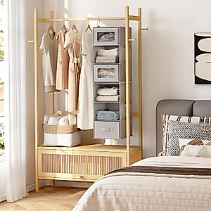 Fixwal 1 Pack 6-Shelf Hanging Closet Organizer, 2 Separable 3-Shelf Hanging Shelves with 3 Drawers Clothes Organizer Shelves for Bedroom Closet Rack