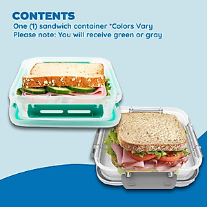 Biosmart Sandwich Container: Reusable, BPA Free Plastic Food Storage with Snap-Off, Leak-Proof Lid