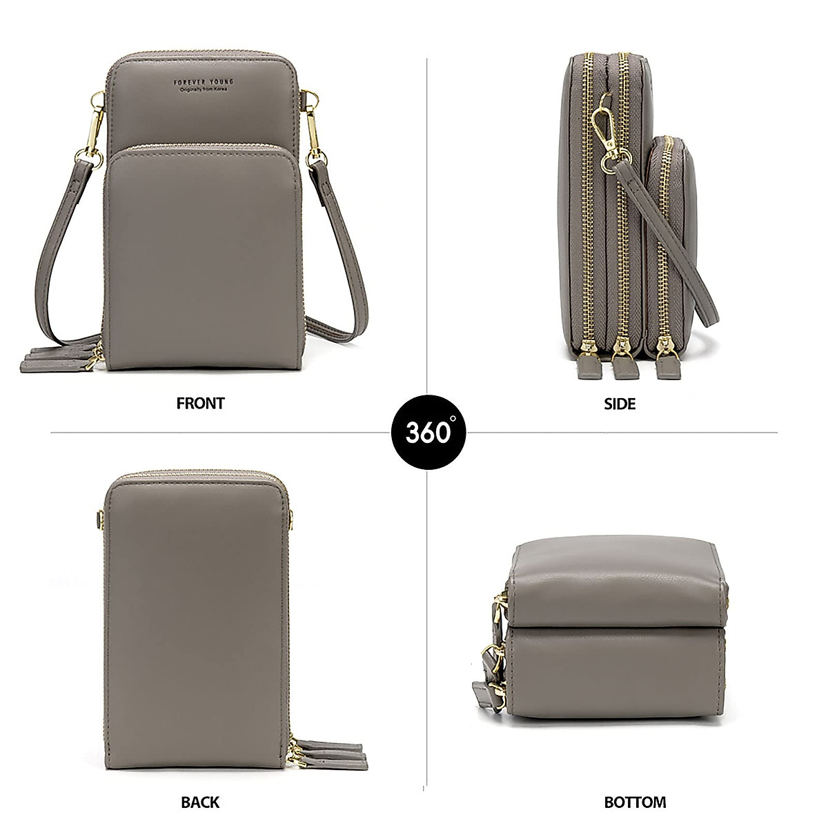 myfriday Small Crossbody Cell Phone Bag for Women, Mini Over Shoulder Handbag Purse with Credit Card Slots