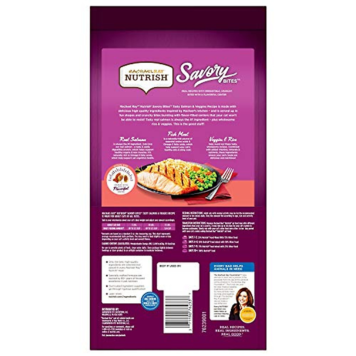 Rachael Ray Nutrish Savory Bites Dry Cat Food, Tasty Salmon & Veggies Recipe, 5 Pound Bag