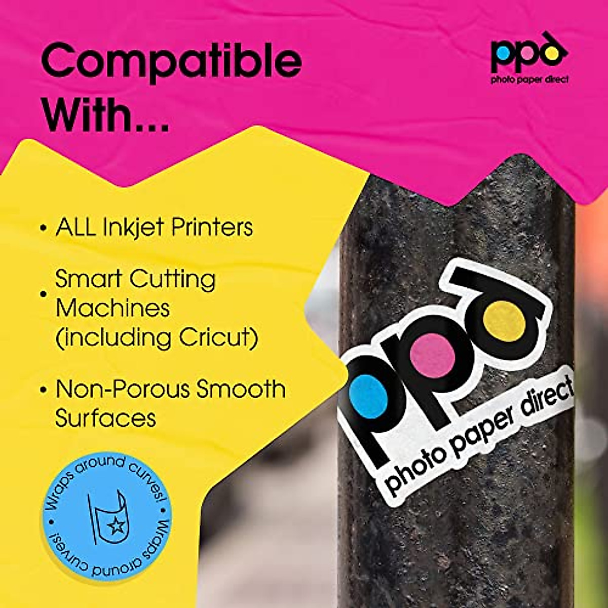 PPD 20 Sheets Inkjet Creative Media Matte Self Adhesive Vinyl Sticker Paper 8.5x11 PREMIUM Commercial Grade 4.7mil Thick Full Sheet Photo Quality Instant Dry Scratch and Tear Resistant (PPD-38-20)