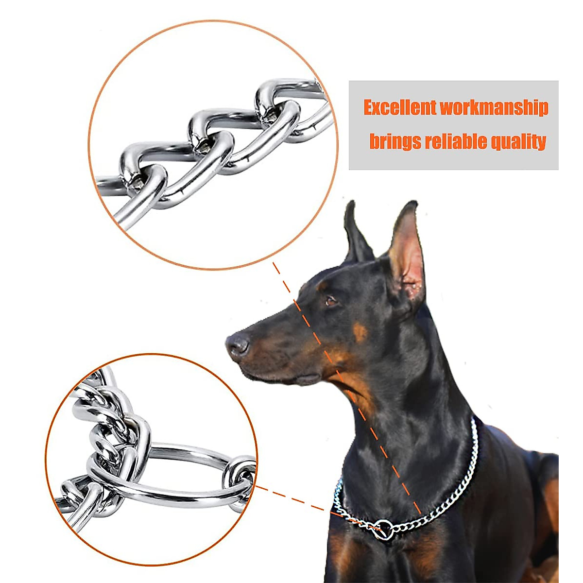 Dog Choke Collar Slip P Chain - Heavy Chain Dog Titan Training Choke Collars - Adjustable Stainless Steel Chain Dog Collars Covered with Galvanic Plating - for Small Medium Large Dogs