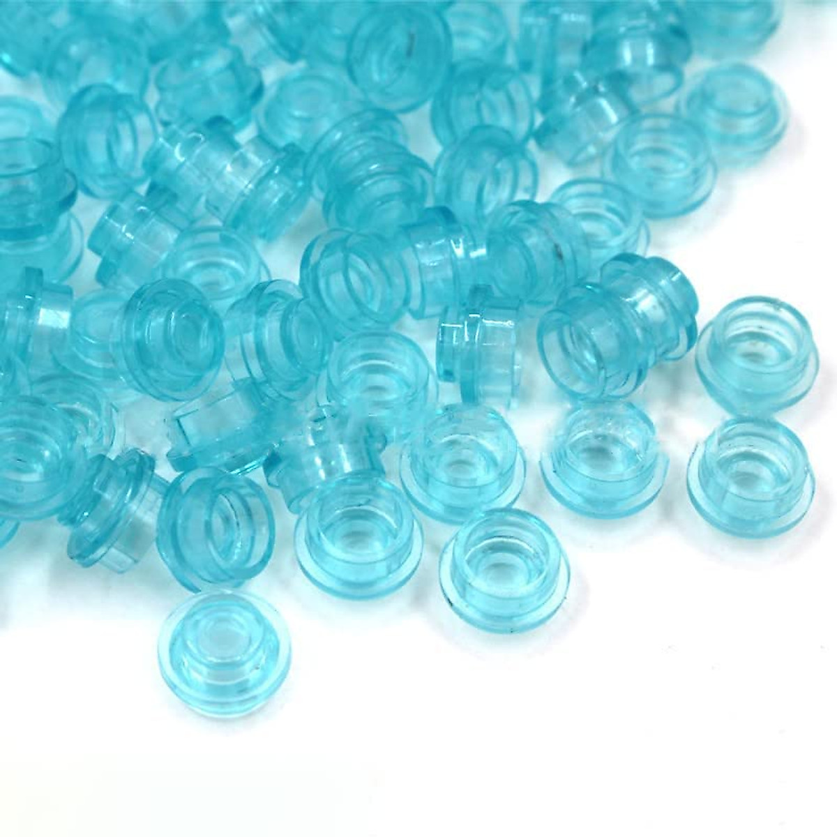 HGKJ 1000 Pieces Round Blue Transparent Building Blocks Plates 1x1 Accessories