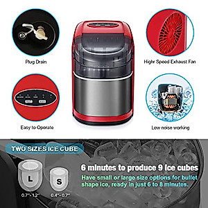 Antarctic Star Ice Maker Machine Countertop,Portable Automatic 9 Ice Cubes Ready in 8 Minutes,Makes 26 lbs of Ice per 24 Hours,Self-Clean,See-Through Lid for Home/Bar/Party (Stainless Steel)