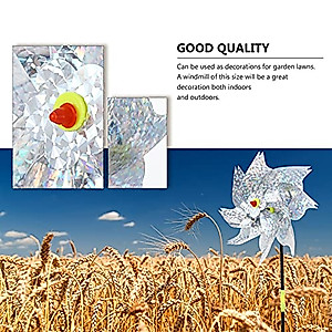 generic 4 Pcs Anti- bird Reflective Pinwheels Radiant Bird Blinder Bird Deterrent Garden Spinner Effectively Keep Birds Away for Yard Garden Farm