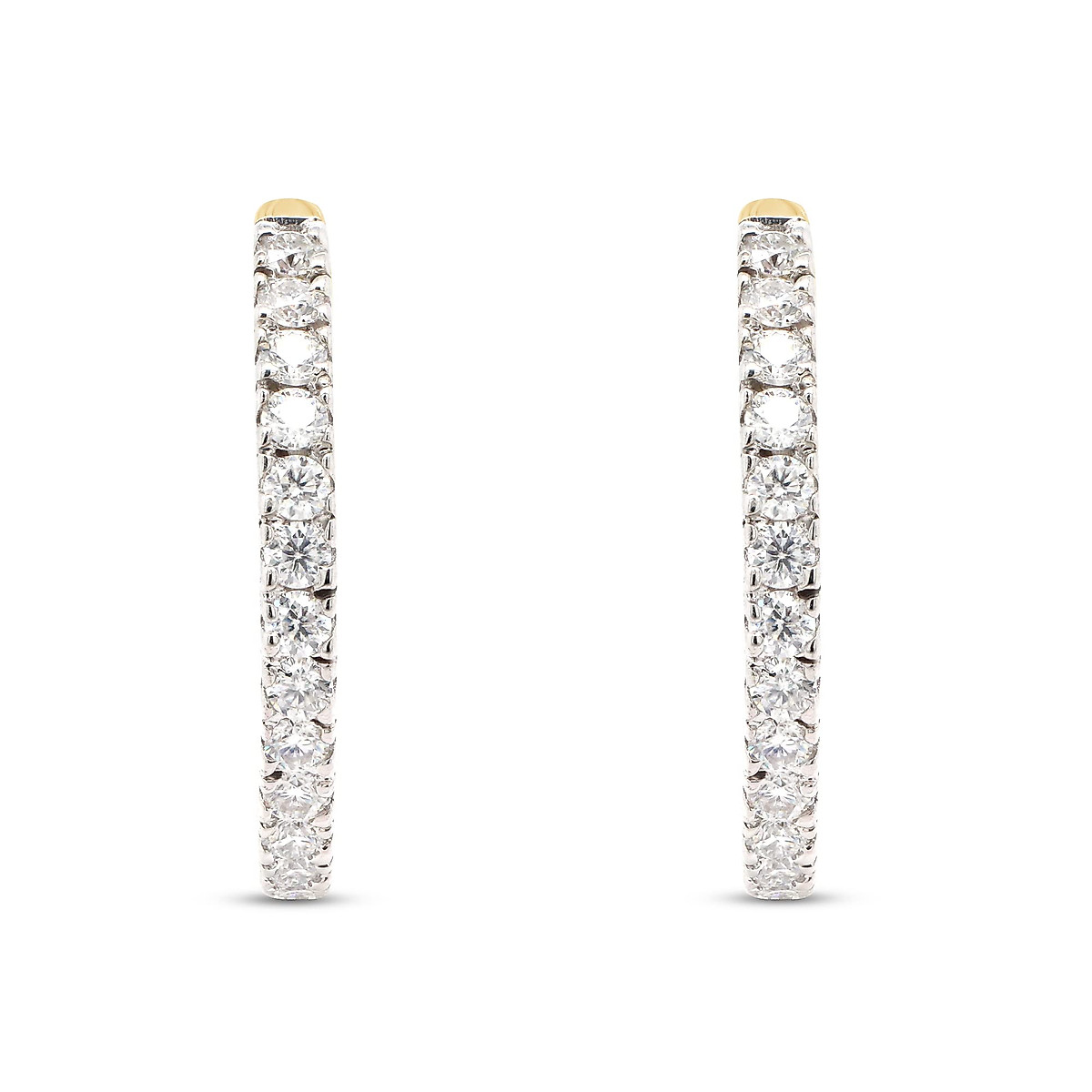 SAVEARTH DIAMONDS 1 1/10 ct.t.w Round Cut Lab Created G-H Color Moissanite Diamond Hoop Earrings In 14K Yellow Gold Over Sterling Silver Jewelry For Women Engagement Wedding, (1.10 Cttw, VVS1 Clarity)