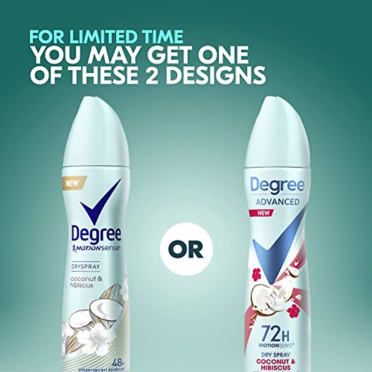 Degree Advanced Antiperspirant Deodorant Dry Spray Coconut & Hibiscus 3 count 72-Hour Sweat and Odor Protection Deodorant Spray With MotionSense Technology 3.8 oz