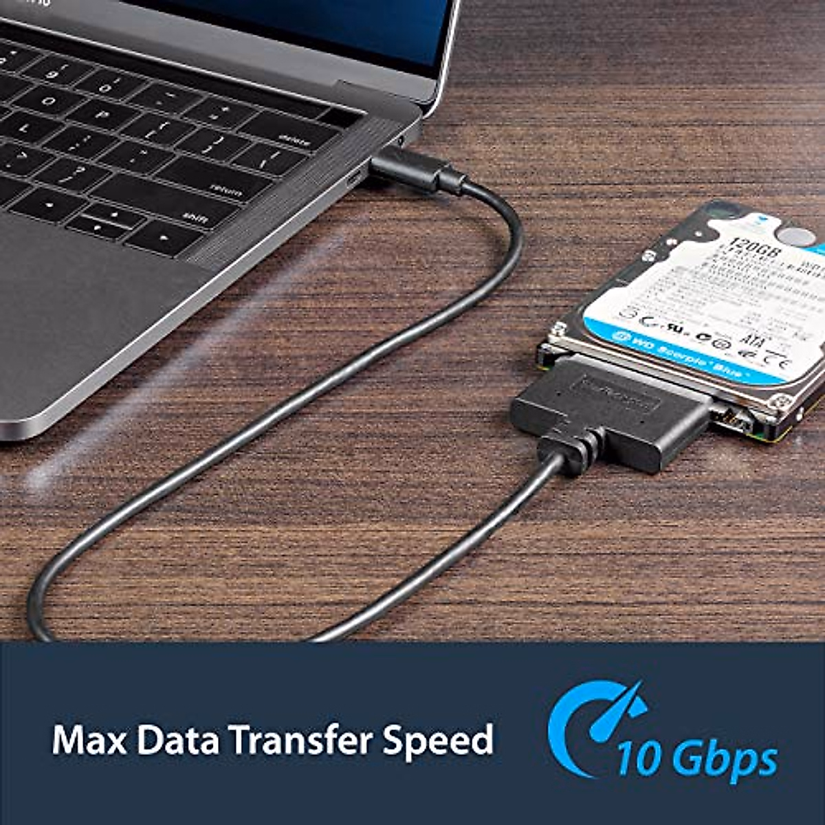 StarTech.com USB C to SATA Adapter - External Hard Drive Connector for 2.5'' SATA Drives - SATA SSD / HDD to USB C Cable (USB31CSAT3CB) Black