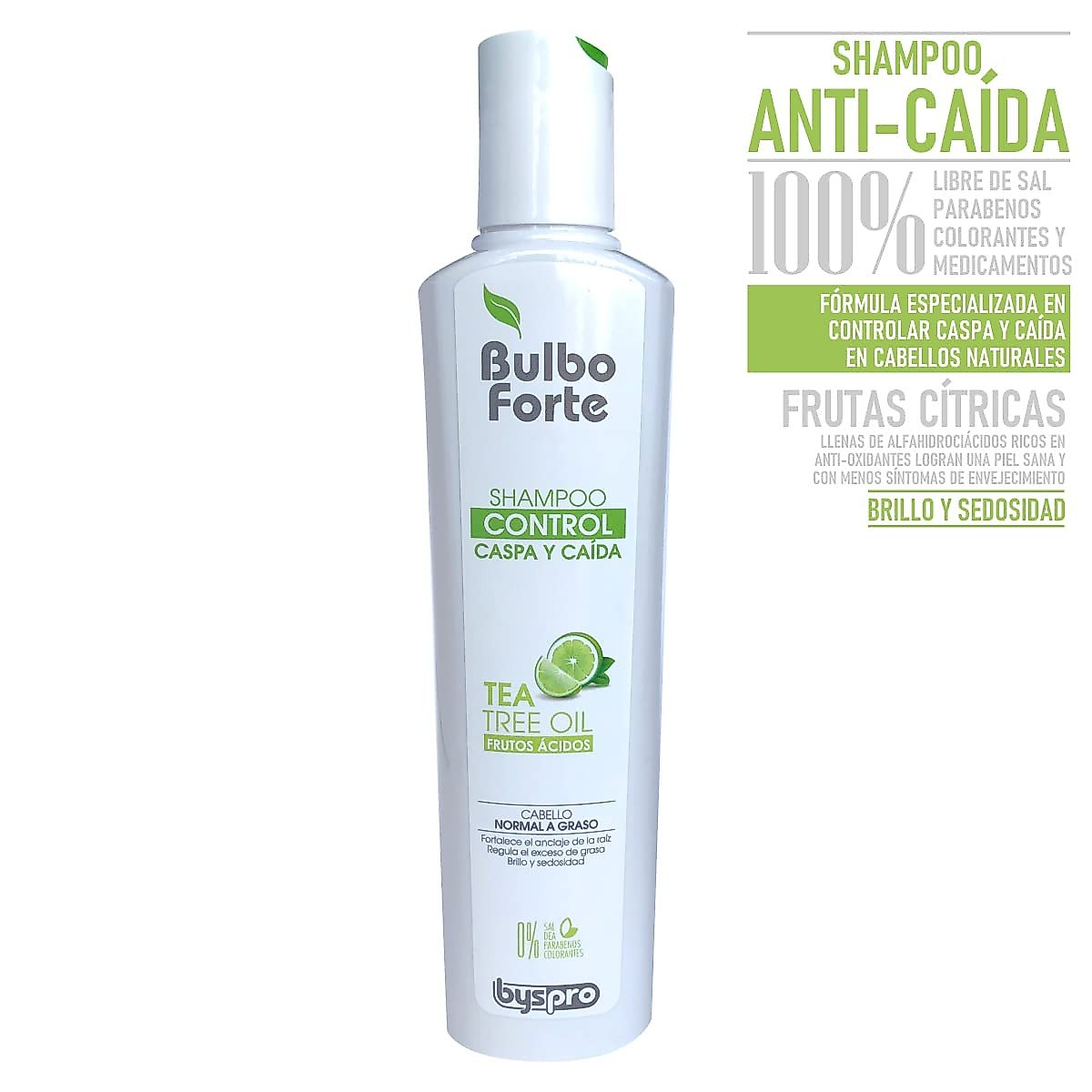Byspro Bulbo Forte Scalp Health Purifying Shampoo Tea Tree Oil Dandruff Control Control Caspa 10.14oz-300ml