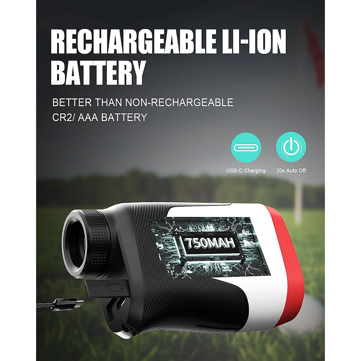 Golf Rangefinder 800Yds Laser Range Finder 6X Flagpole Lock Pin Vibration Slope Compensation Golfing Distance Finder Continuous Scan Speed Measure Rechargeable Yardage Rangefinders