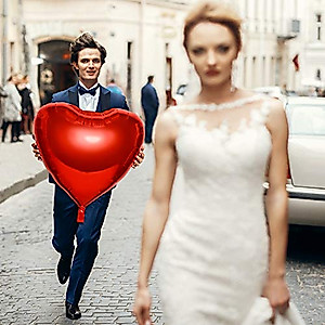 4 Pieces 32 Inches Large Heart Shaped Balloons Huge Red Foil Balloons Valentine's Day Love Balloons for Wedding Engagement Anniversary Party Favor Decorations