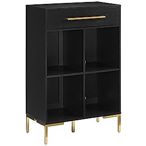 Crosley Furniture Juno Record Storage Cube Bookcase, Black