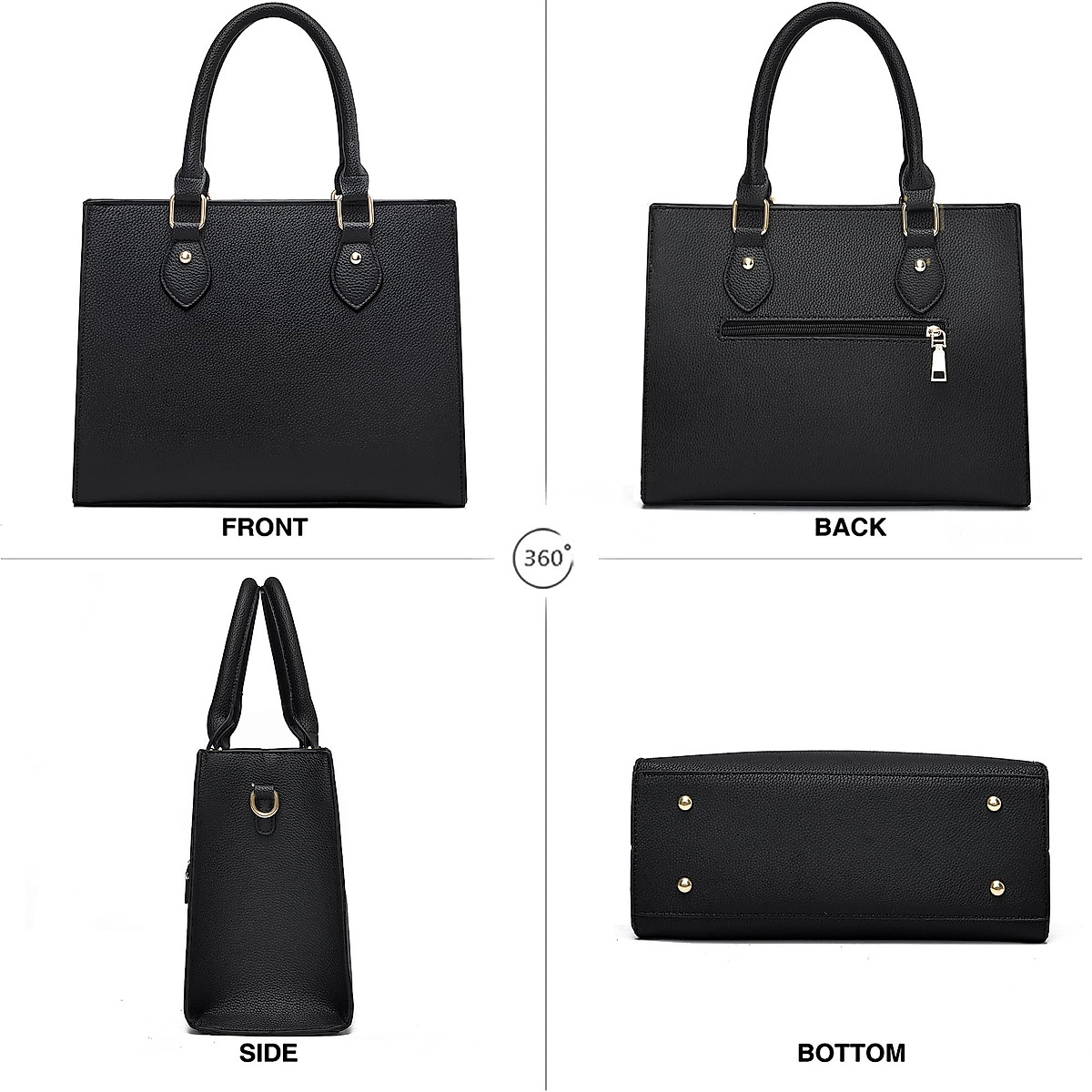 CHICAROUSAL Crossbody Purses and Handbags for Women PU Leather Tote Top Handle Satchel Shoulder Bags (1 LiZ Black)