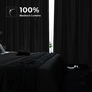 Rose Home Fashion 100% Black Out Curtains 63 Inchs Long(with Liner),White Blackout Curtains for Bedroom, White Linen Curtains& Drapes, Burlap Curtains for Living Room-Set of 2 Panels(W50xL63 White)