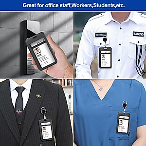 2 Pack Hard Plastic Vertical ID Badge Holder Slide Open ID Card Holder by Jineasy ID