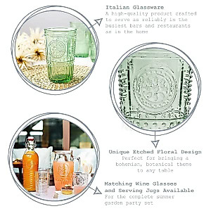 Bormioli Rocco Romantic Set Of 4 Tumbler Glasses, 11.5 Oz. Colored Crystal Glass, Pastel Green, Made In Italy.