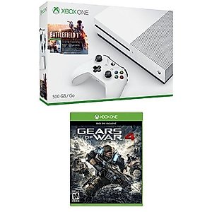 Xbox One S 500GB Console - Battlefield 1 Bundle + Gears of War 4 Game
