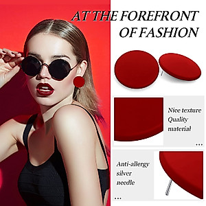 6 Pairs Solid Color Earrings Geometric Stud Earrings Women Disc Earrings Big Round Acrylic Earrings (Black,Red,Green,White, Orange,Dark Blue)