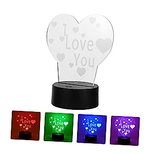 ARTIBETTER 1pc Love Colorful Night Lamp Bedroom Atmosphere Light Party Decorative Light 3D Party Night Light Romantic Night Light Romantic Gift Love Night Lights LED Night Lights Desk Topper
