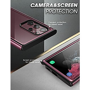 SUPCASE UB Edge Pro Series Case for Samsung Galaxy S22 Ultra 5G (2022 Release), Slim Frame Clear Protective Case with Built-in Screen Protector (Wine)