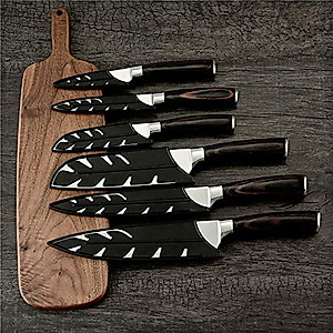 Japanese Kitchen Knife Set with Knife Covers Bread Eviscerate Sliced Fruit Utility Santoku Damascus Pattern Cooking Knife
