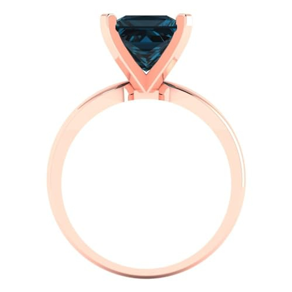 Clara Pucci 2.5 ct Princess Cut Solitaire Natural London Blue gemstone Bridal Designer Anniversary Engagement Ring in Real 14k Rose Gold