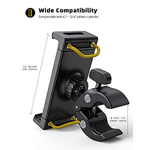 Lamicall Tablet Holder for Spin Bike - Tablet Mount Clamp for Indoor Bike Peloton, Treadmill, Exercise Bicycle Clamp for iPad Pro/Air/Mini and 4.7-12.9" Tablet