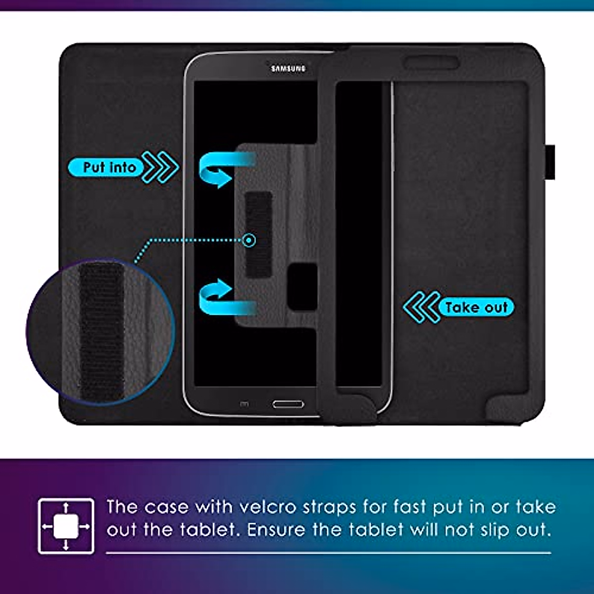 DETUOSI Slim Case for Samsung Galaxy Tab 3 8.0" 2014 (SM-T310/T311/T315), Ultra Thin Lightweight Folio Folding PU Leather Full-Body Protective Tablet Book Cover + Multi-Angle Stand + Magnetic Closure