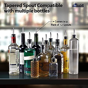 EHOMEA2Z Stainless Steel Liquor Bottle Pourers (12 Pack) Classic Bottle Pourers for Alcohol, Leak-Proof, Dishwasher-Safe Pour Spouts for Liquour Bottles (12, Stainless Steel)