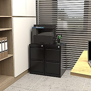 Reemoon Metal File Cabinet with Lock, Drawers Vertical Filing Stoage Cabinets for Home Office, Small and Narrow Filing Cabinet for Hanging Letter/Legal/A4 Folders (Black, 2 Drawers)